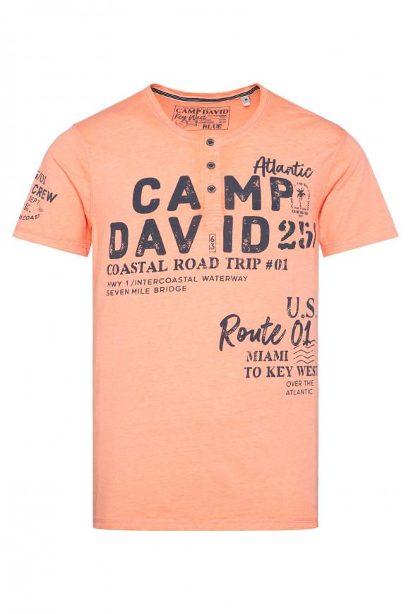 CAMP DAVID & SOCCX | Henley-Shirt mit Logo Prints sunshine orange